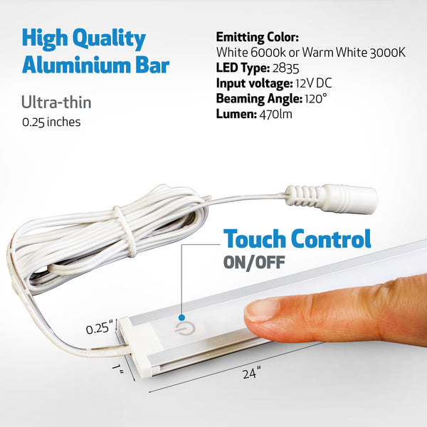 Under cabinet LED light U3014 Series with Touch ON/Off Dim switch ...